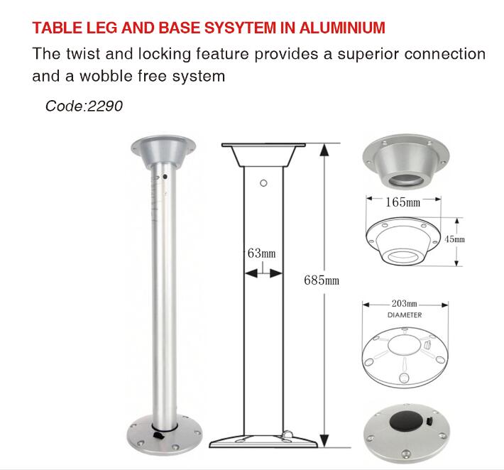 Table leg and base system in aluminium - Buy Table leg and base, marine ...